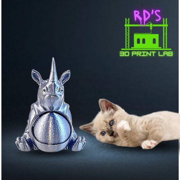 Hand Crafted | Toys | Silver Rhinosaurus 3d Printed Figure With Secret ...
